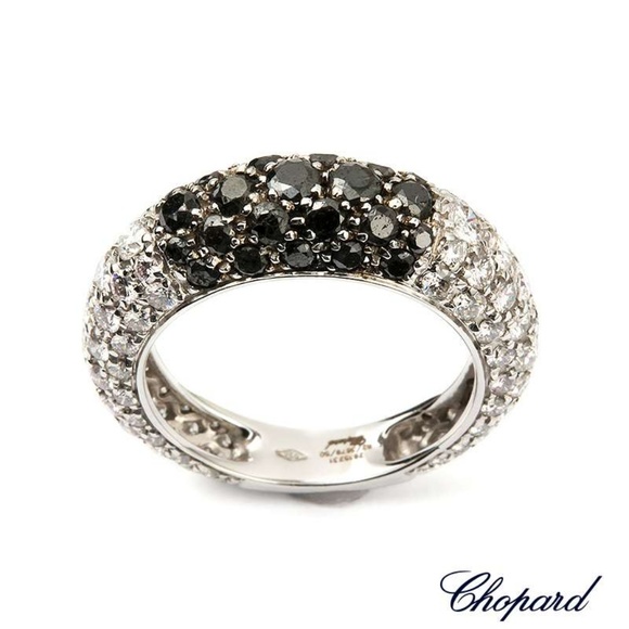 Chopard | Jewelry | Chopard 8k Gold Pave Set Black White Diamond Ring ...